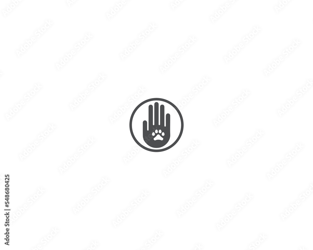 Animal solidarity logo design template, Paw or footprint in hand logo ...