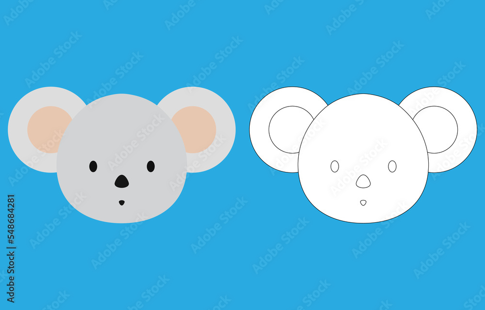 Koala face cartoon character. Cute outline koala animal face coloring ...