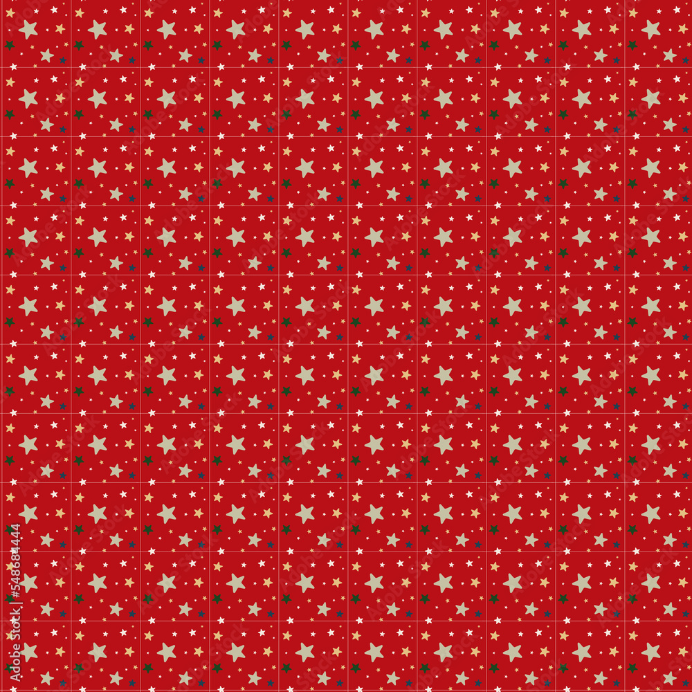 Star vector seamless patterns or textures set, colorful star on red ...