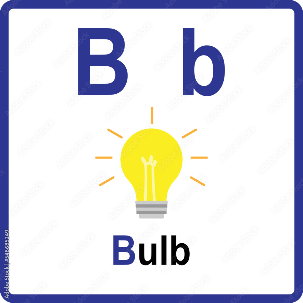 Alphabet B is for Bulb vector image. alphabet flash card. Stock Vector ...
