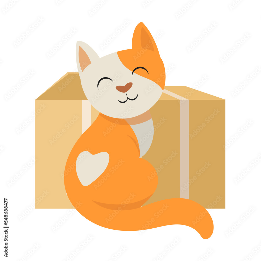 Cat with box cartoon illustration. Visual representation of English ...