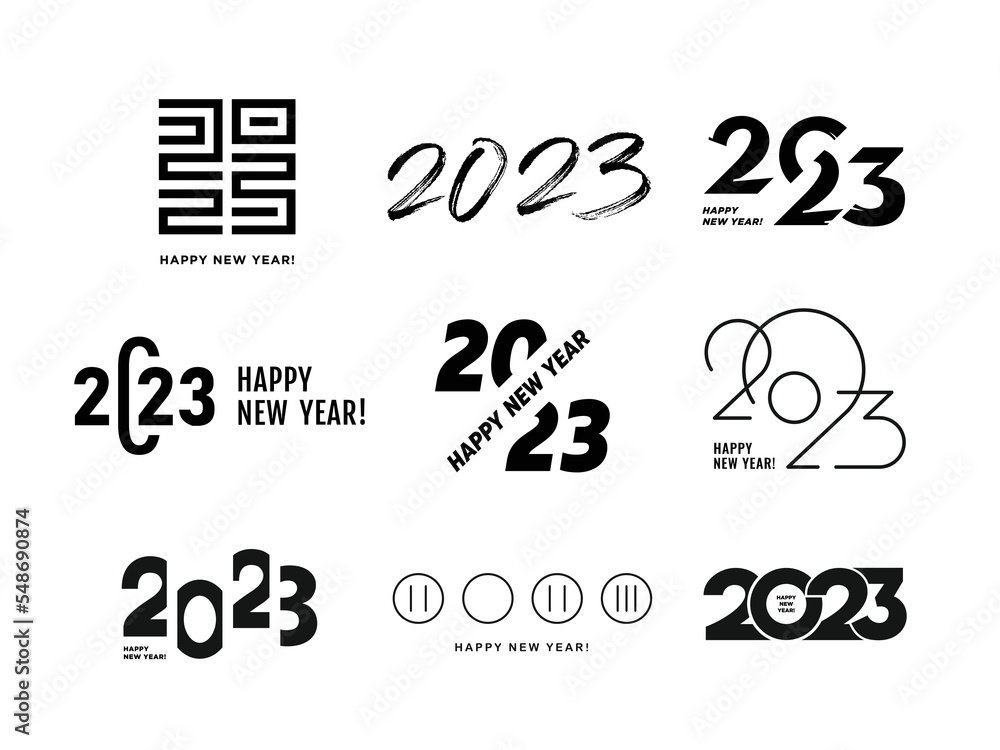 Set of 2023 logo text design. Vector elegant modern minimalistic text ...
