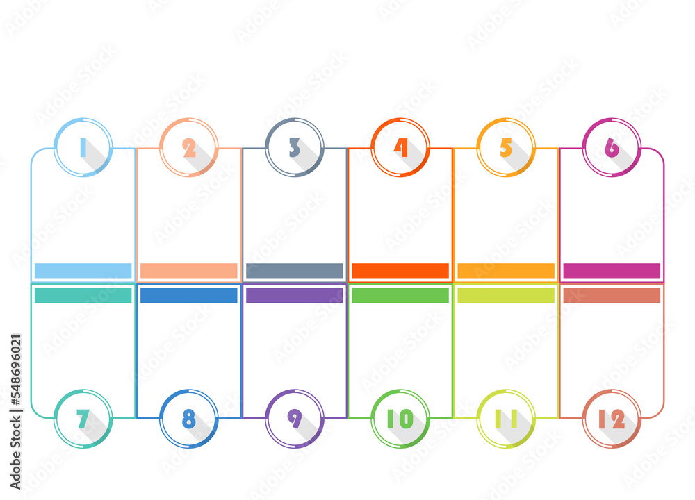 Basic square infographic with 12 steps, process or options. Stock ...