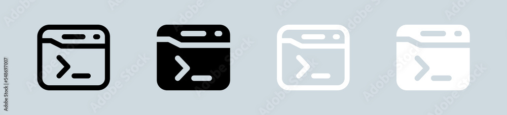 Terminal icon set in black and white. Code signs vector illustration ...