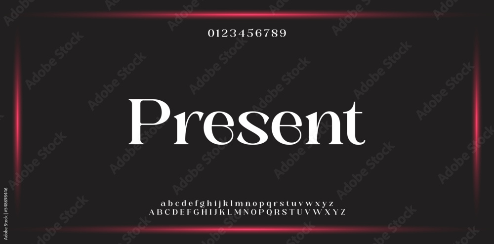 PRESENT Minimal luxury Font and Alphabets. Unique tech typeface for ...
