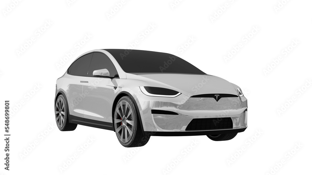 TESLA X 3d rendering of TESLA car on transparent PNG background, white ...