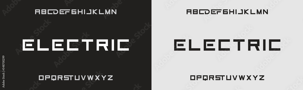 ELECTRIC minimal and tech alphabets font designs. professional vector ...