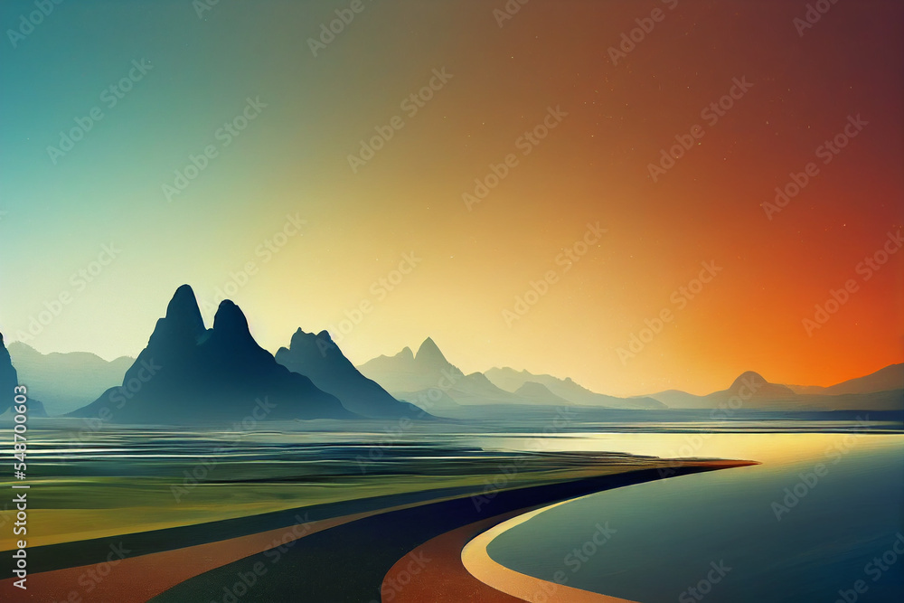 Abstract Landscape Desktop Wallpaper Stock Illustration | Adobe Stock
