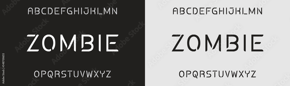 ZOMBIE minimal and tech alphabets font designs. professional vector ...