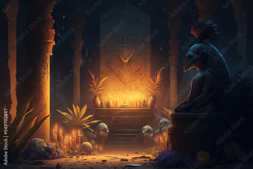 Altar inside Pyramid. Fantasy. Concept art. Stock Illustration | Adobe ...
