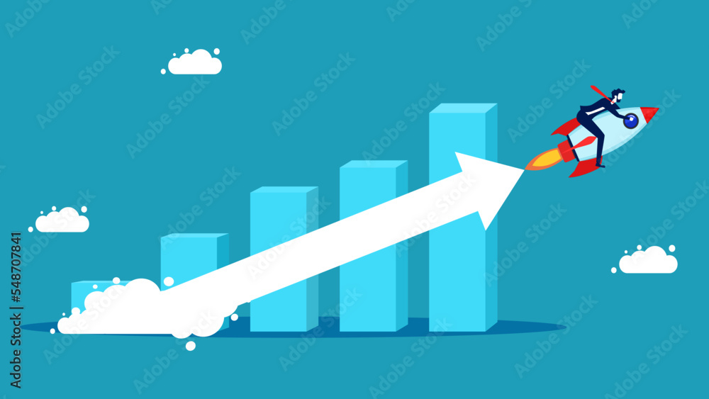 Compound interest growth. Investment grows. Bar graph with arrows ...