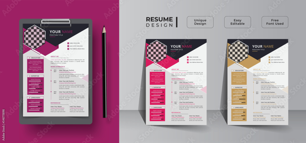 Creative and Modern resume template design with A4 letter layout ...