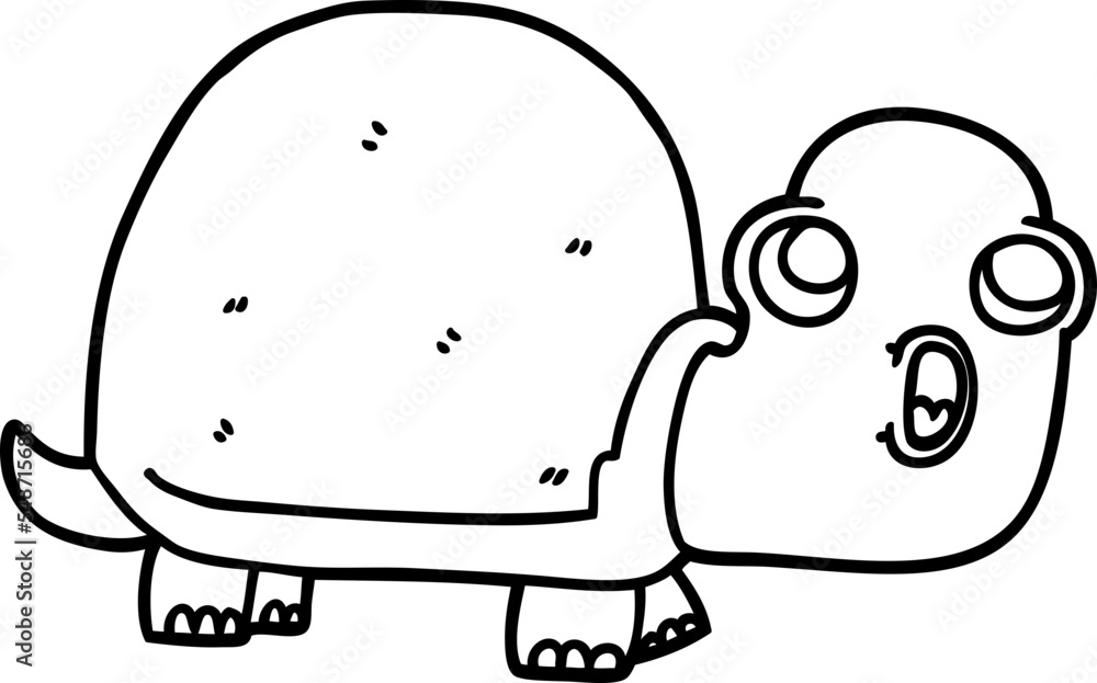 line drawing cartoon shocked turtle Stock Vector | Adobe Stock