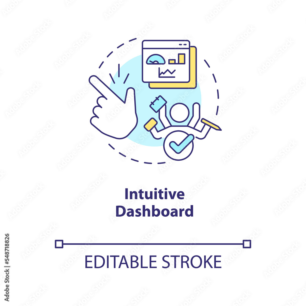 Intuitive dashboard concept icon. Admin panel. Easy to learn interface ...