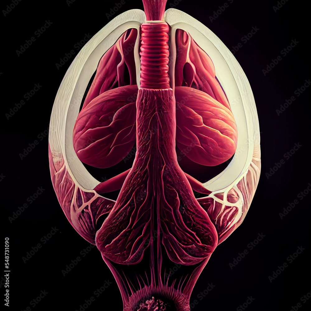 Female reproductive system with ovary, uterus, fallopian tubes. Stock ...
