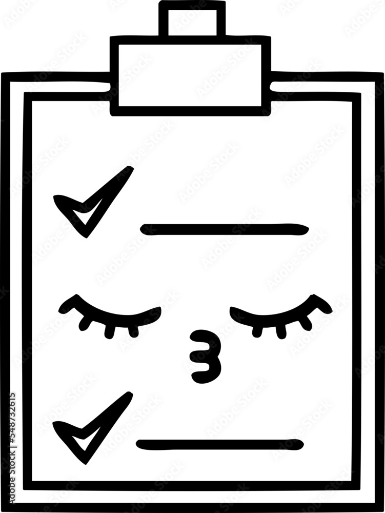 line drawing cartoon of a check list Stock Vector | Adobe Stock
