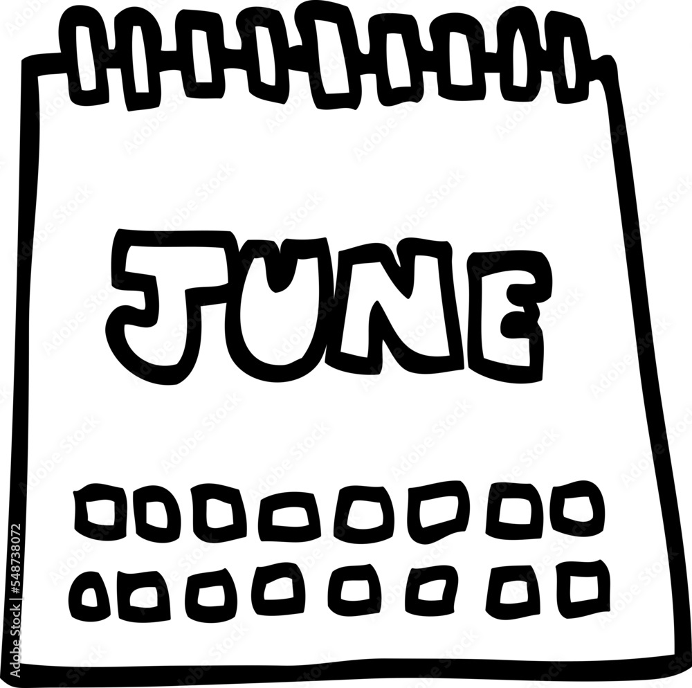 outline cartoon calendar showing month of june Stock Vector | Adobe Stock