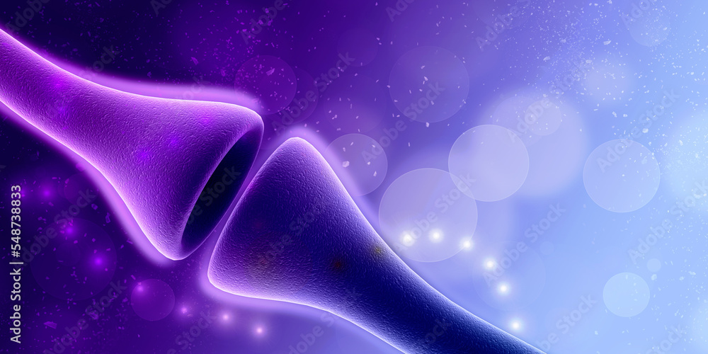 Synapse and Neuron cells sending electrical chemical signals. 3d rendering Stock Illustration ...