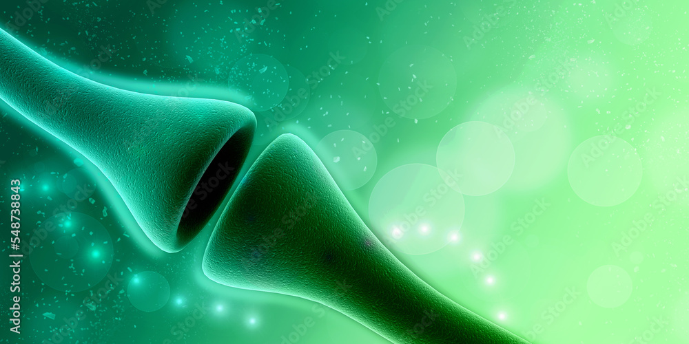 Synapse and Neuron cells sending electrical chemical signals. 3d rendering Stock Illustration ...