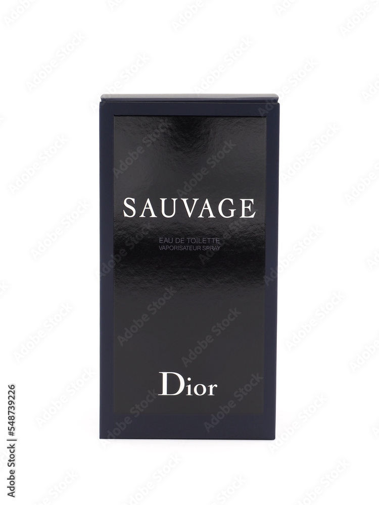 ROME, ITALY - NOVEMBER 24, 2022. Sauvage Dior box isolated on white ...
