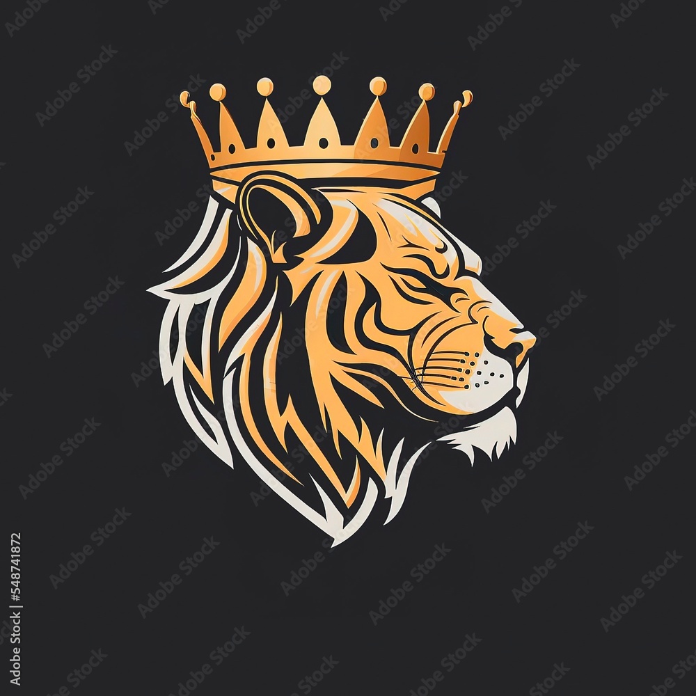 tiger head drawing illustration with dark background for company logo ...