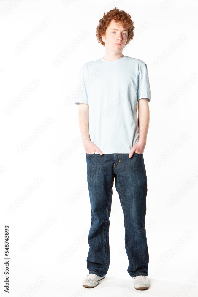 Teenagers: Serious Boy full length portrait. An awkward and ...