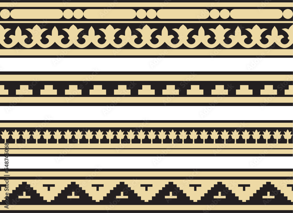 Vector set of gold and black seamless classic byzantine ornament ...