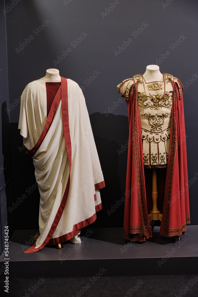 ISTANBUL, TURKEY, NOVEMBER 8, 2022: Costumes used on movie Spartacus ...