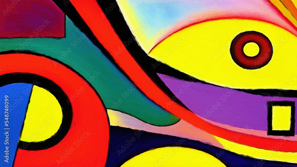 Digital painting abstract art in cubism style, graphic drawing ...