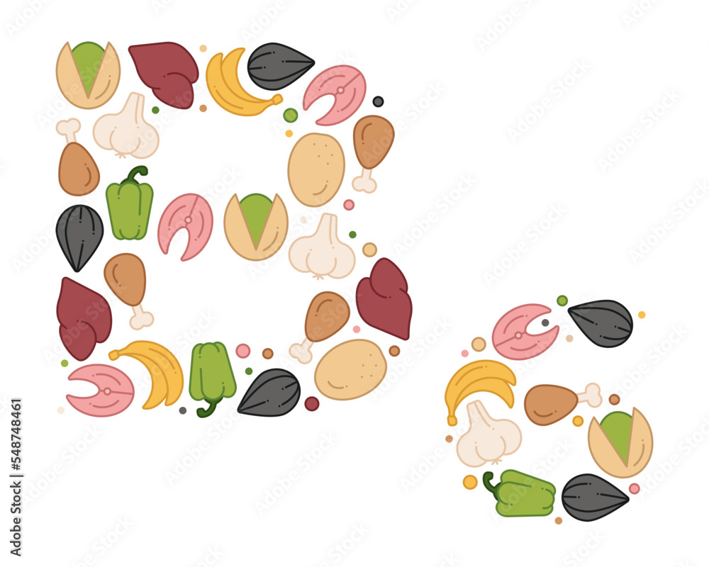 Vitamin B6 poster. Composition of products containing B6 in the shape ...