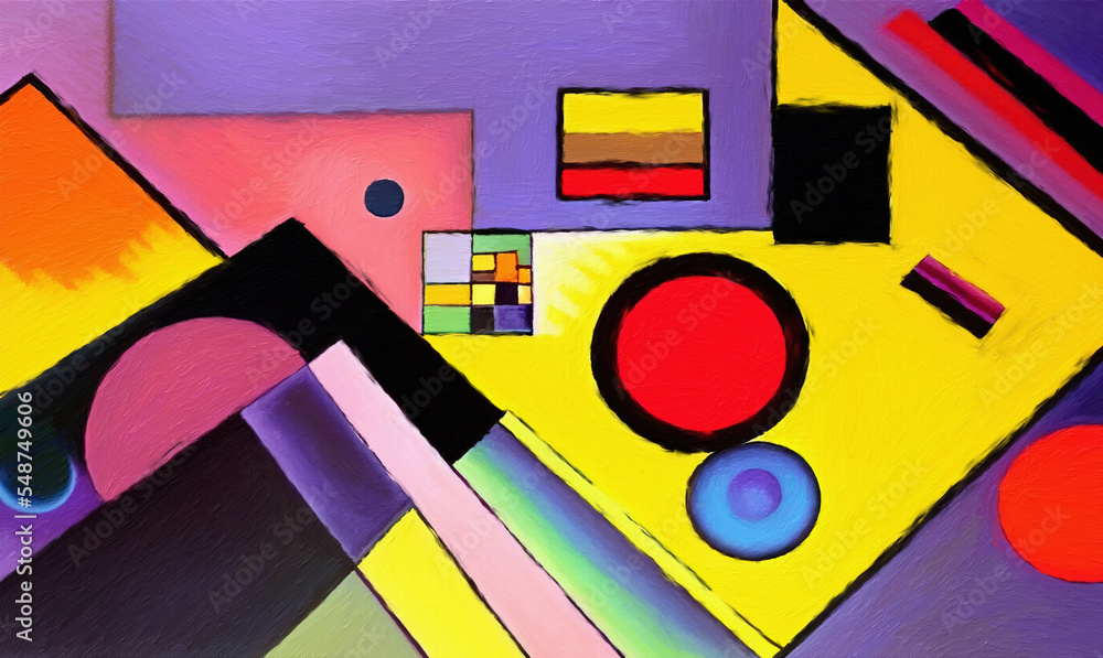 Digital painting abstract art in cubism style, graphic drawing ...