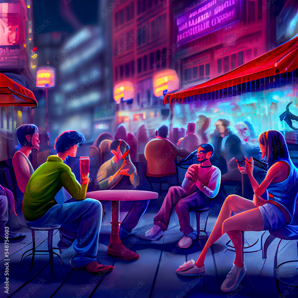 People talking to each other in the metaverse Stock Illustration ...