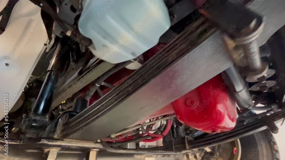 Semi truck front suspension spring hanger bracket and axle ubolts Stock ...