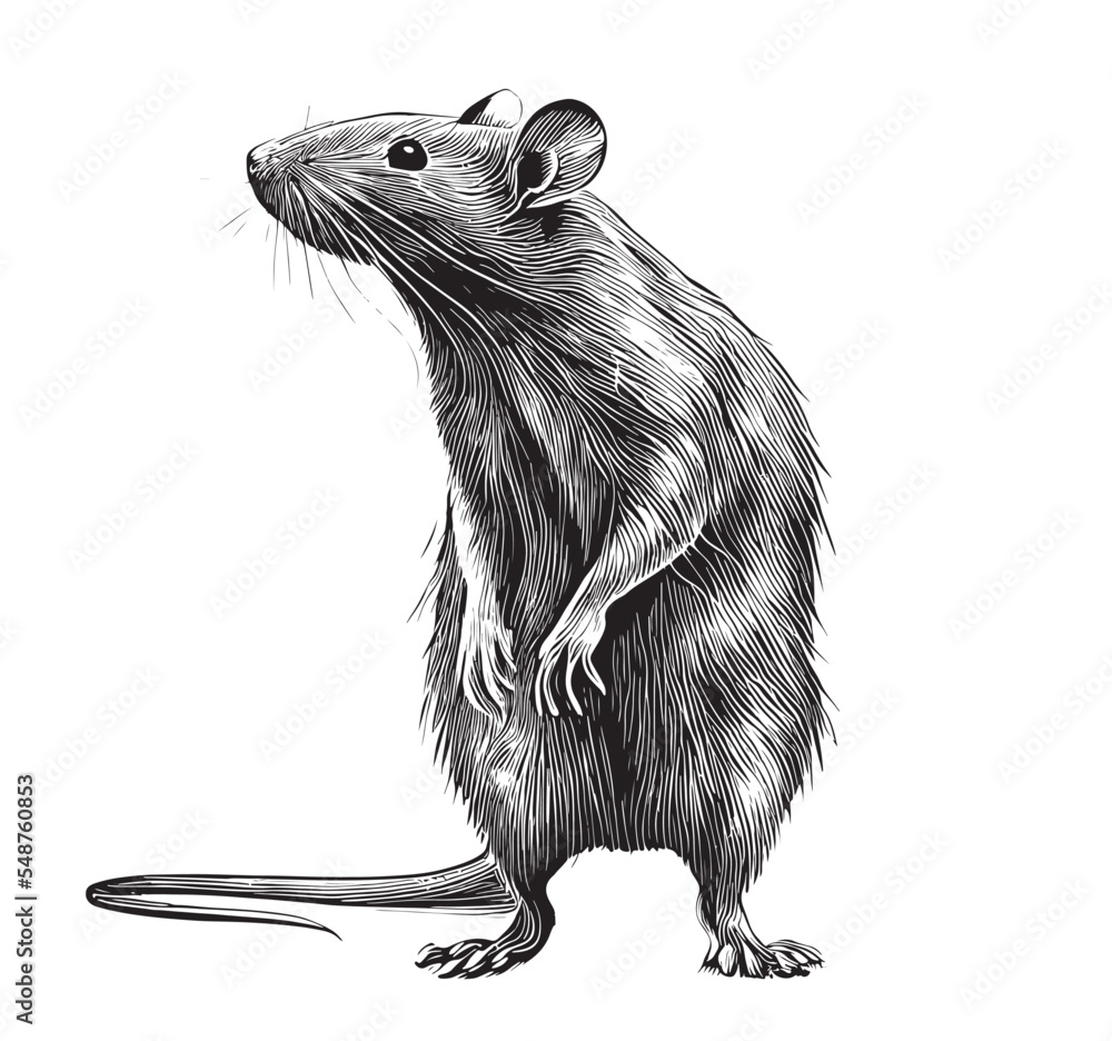 Rat animal sketch hand drawn sketch, engraving style vector ...