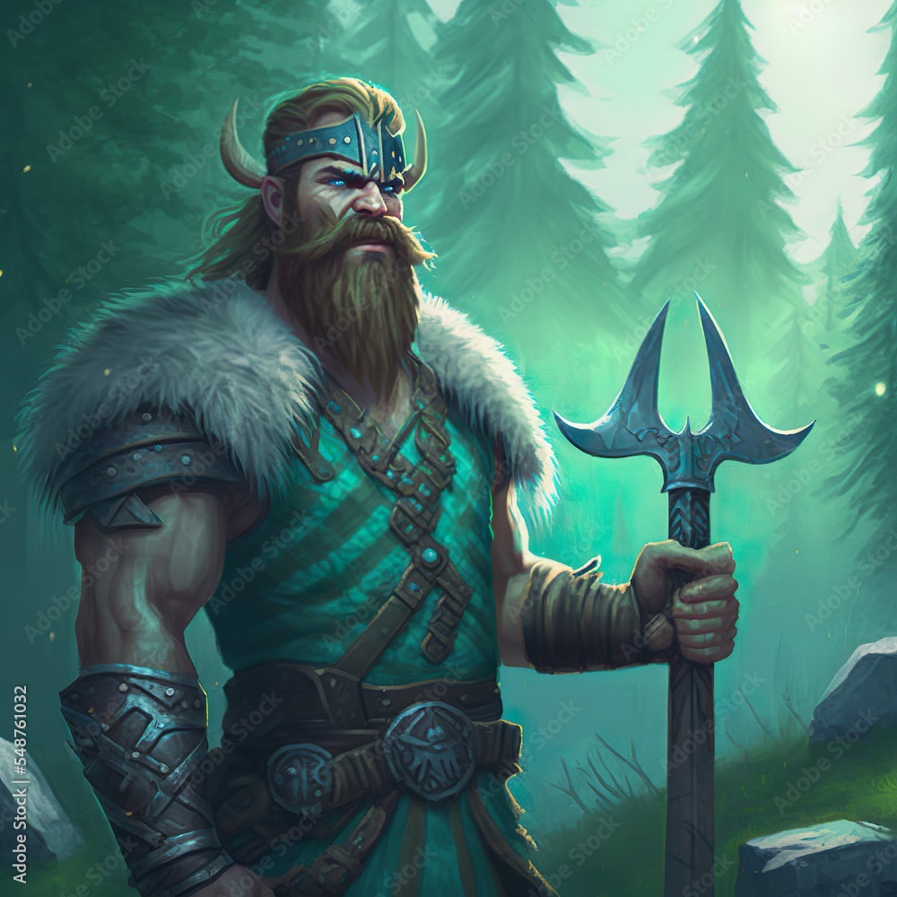Viking wallpaper in the forest Stock Illustration | Adobe Stock