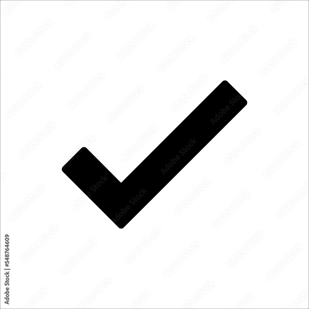 Black check mark icon. Tick symbol in black color, vector illustration ...