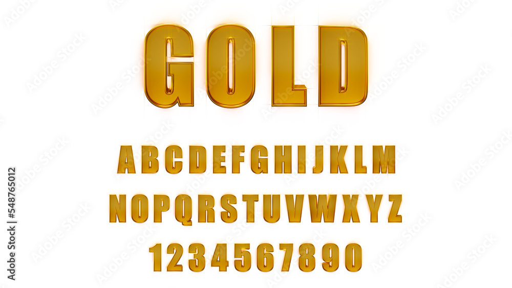 3D Gold alphabet seamless design with glow effect. Realistic flat gold ...