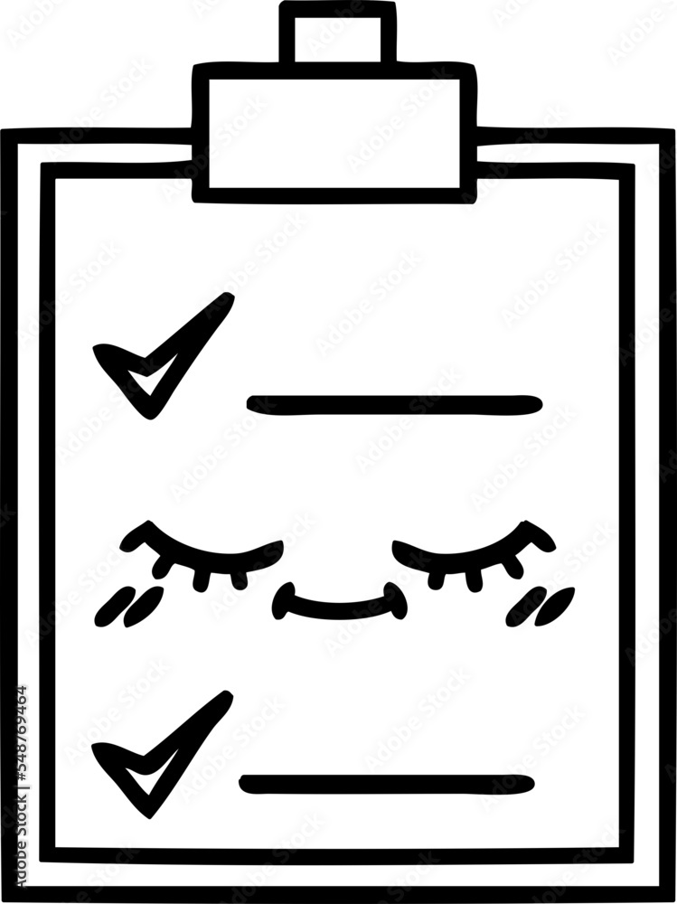 line drawing cartoon of a check list Stock Vector | Adobe Stock