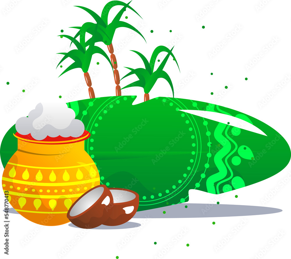 Happy Indian Pongal, cartoon illustration Stock Illustration | Adobe Stock