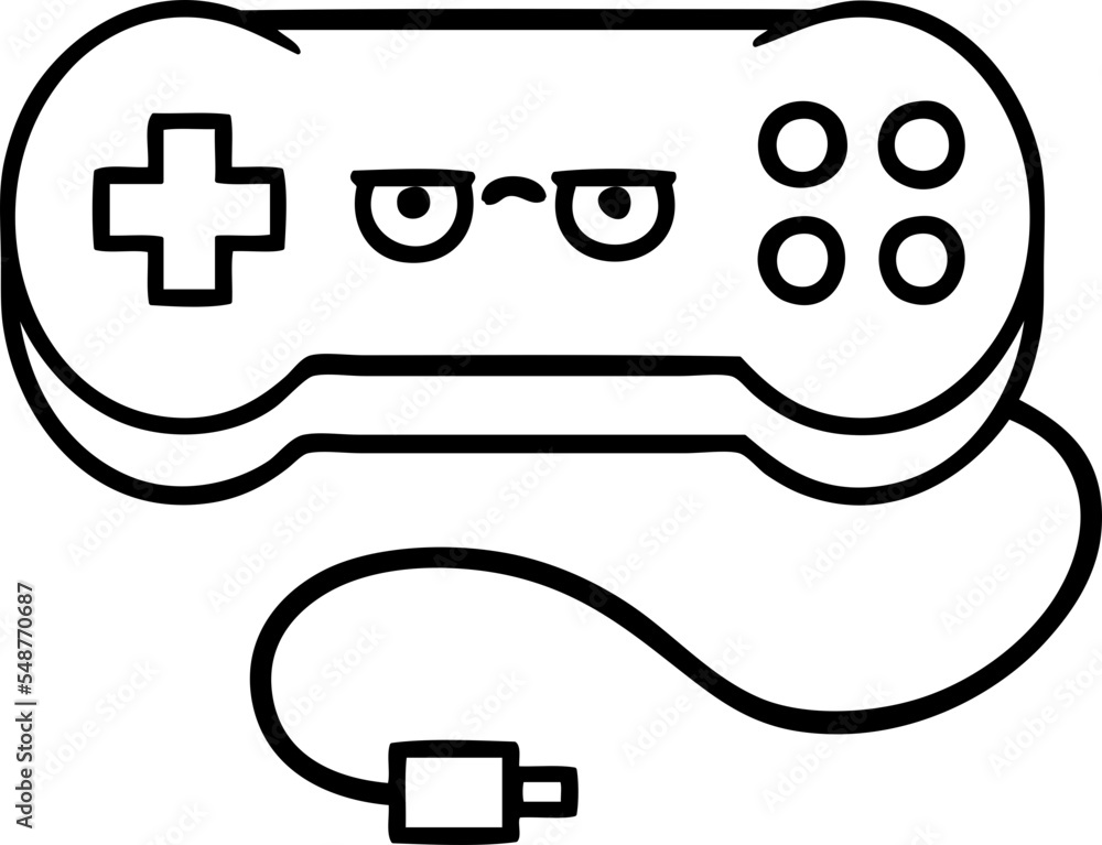 outline cartoon of a game controller Stock Vector | Adobe Stock