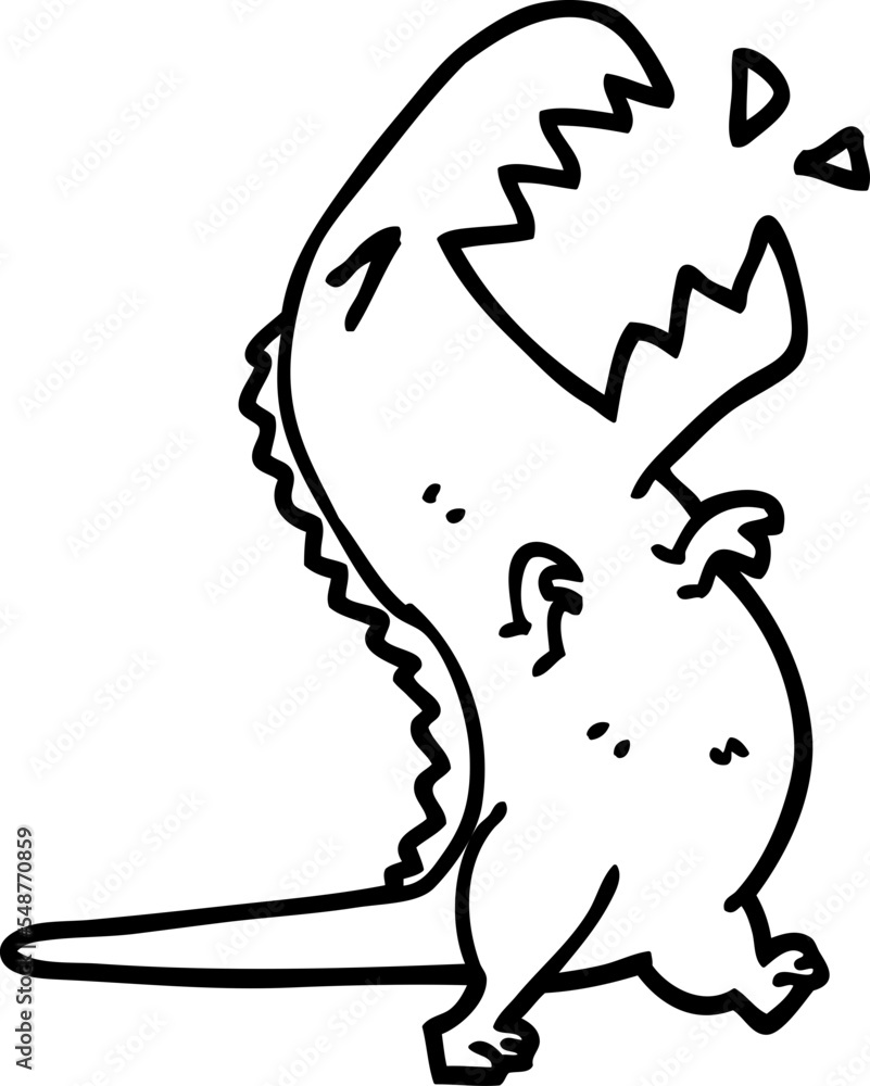 outline cartoon roaring t rex Stock Vector | Adobe Stock