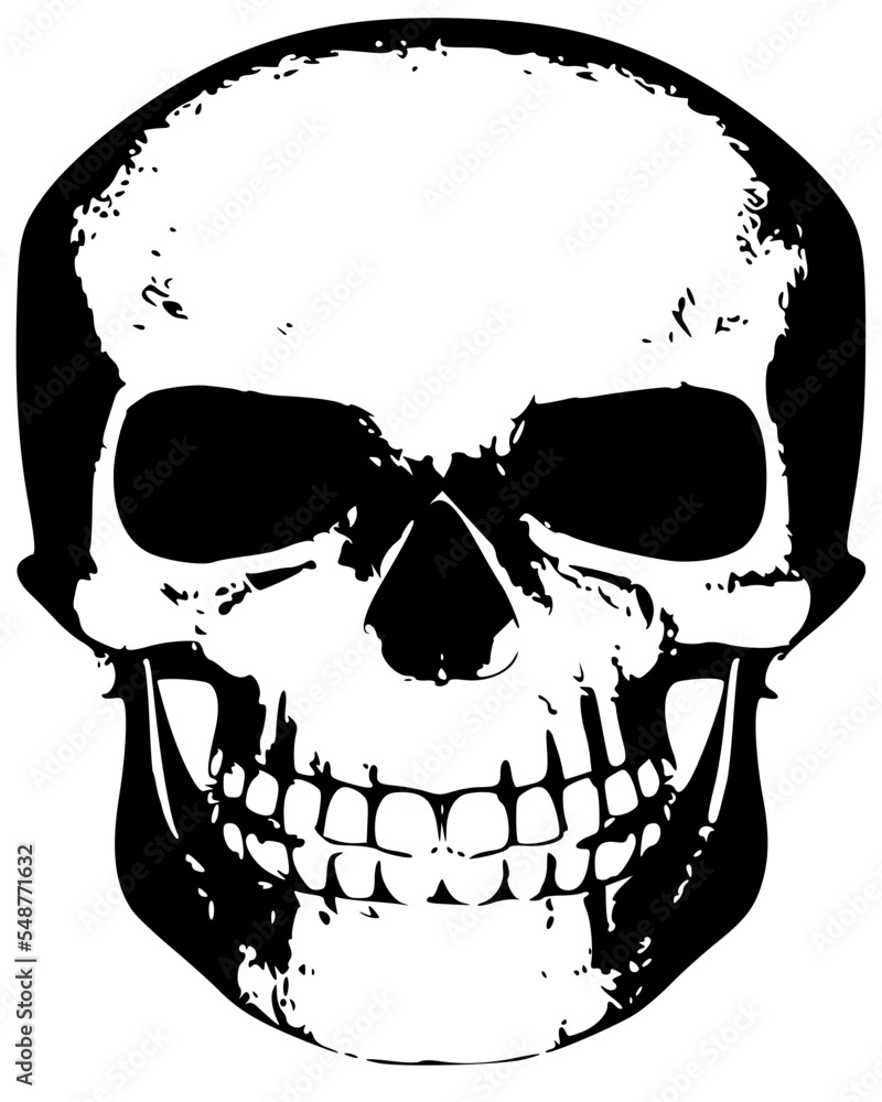 Graphic vector illustration of a skull face symbol as a danger sign and ...