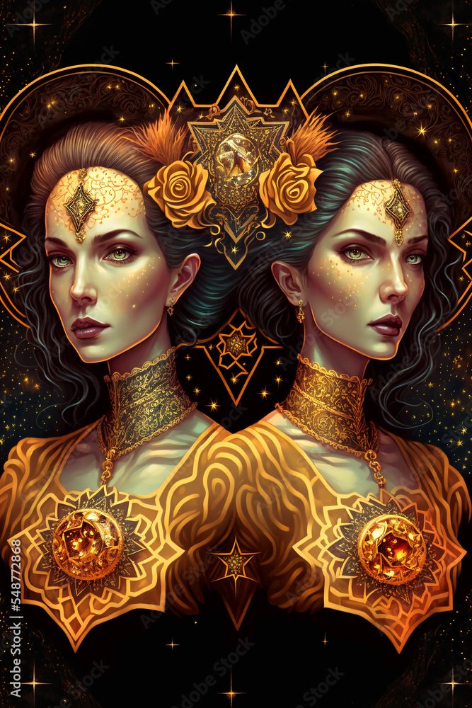 Zodiac Sign Character Illustration of Gemini, Astrological sign ...