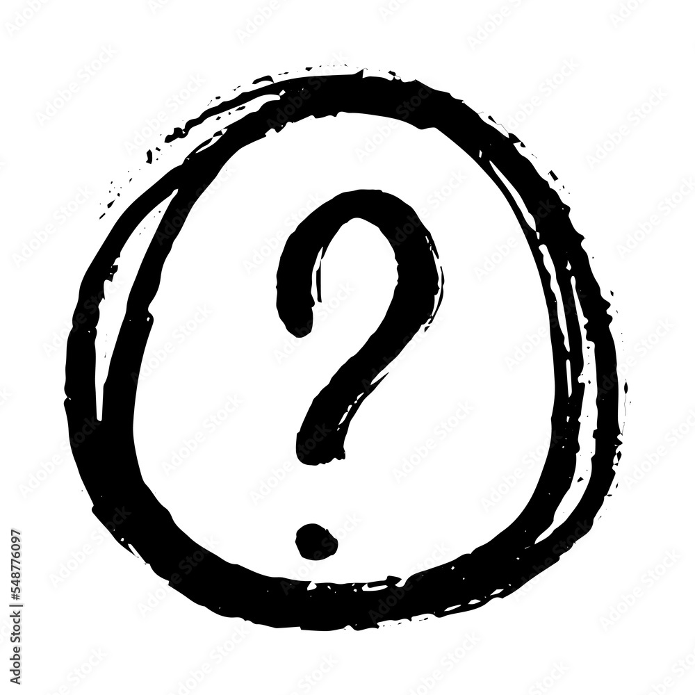 Hand drawn ink question mark illustration in sketch style. Single ...