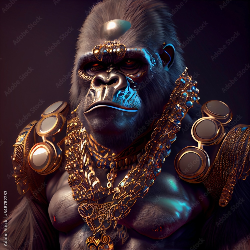 Midjourney abstract render of gangsta gorilla Stock Illustration ...