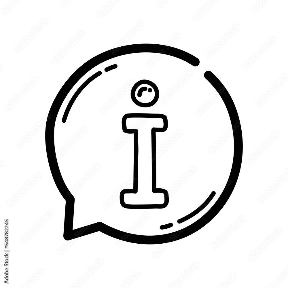 Information messages doodle icon. Hand drawn symbol. Vector ...