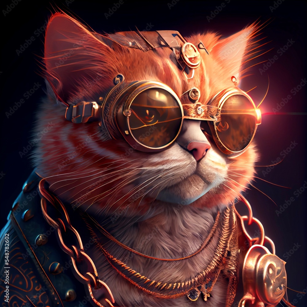 Midjourney abstract render of gangsta cat Stock Illustration | Adobe Stock
