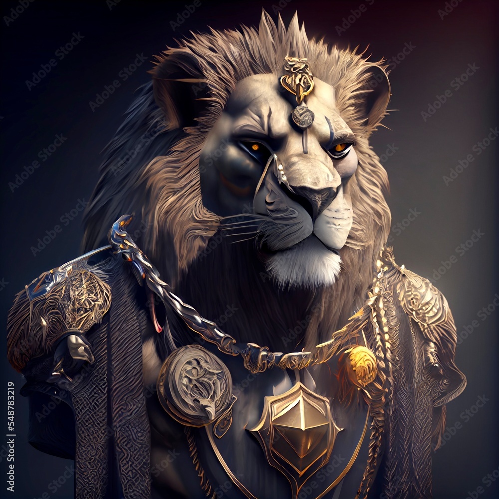 Midjourney abstract render of gangsta lion Stock Illustration | Adobe Stock