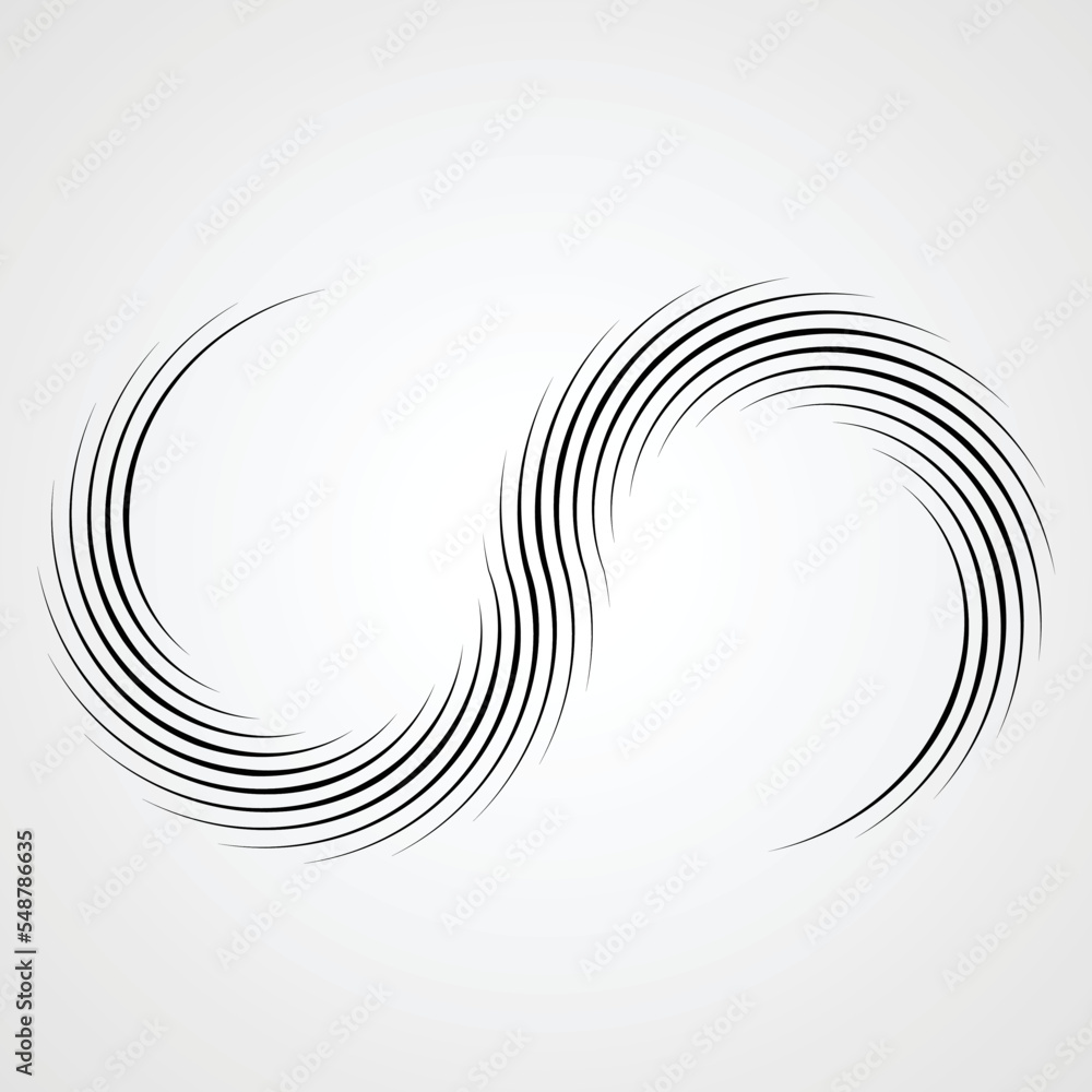Infinity Symbol .Vector Curved Lines . Design Element . Black Painted ...