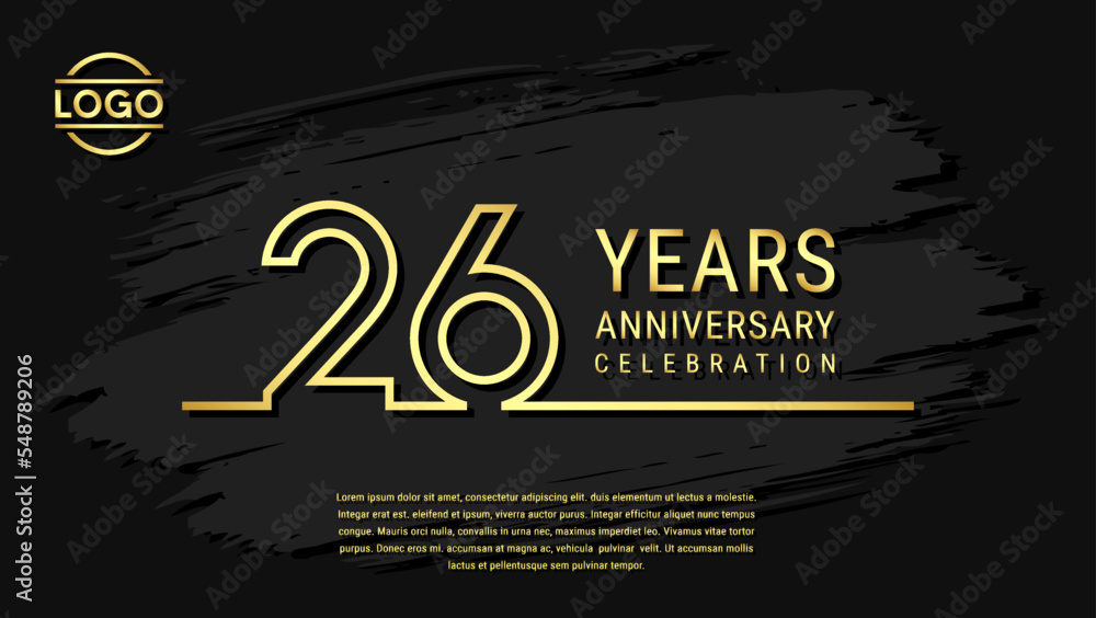 26th Anniversary Celebration, Golden Anniversary logo design in double ...